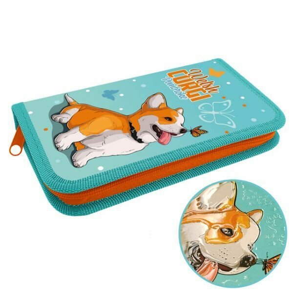 Пенал 1 отд. (190*110*27) молния, лам. картон, 3D-лак "Корги с бабочкой"