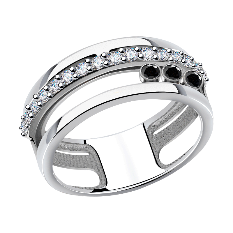 Кольцо дорожка, белое золото, 585 проба, бриллиант