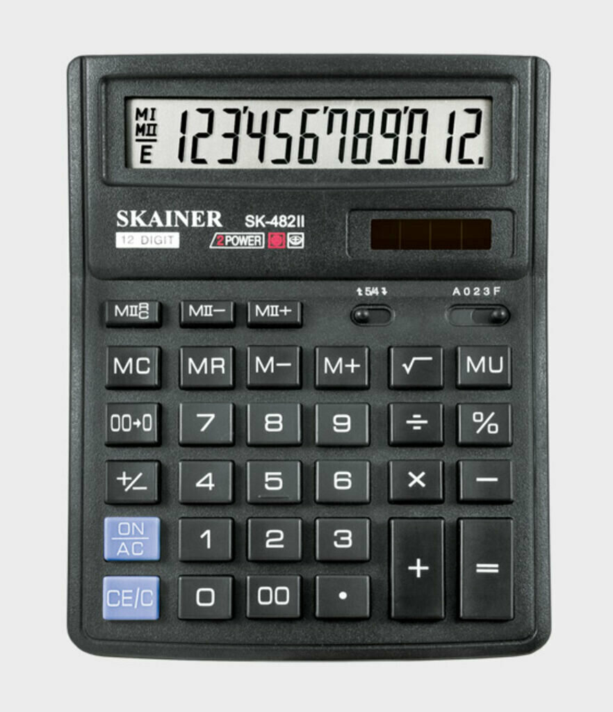Калькулятор 12 разр. Skainer настольный двойное питание черный (аналог SDC-382)