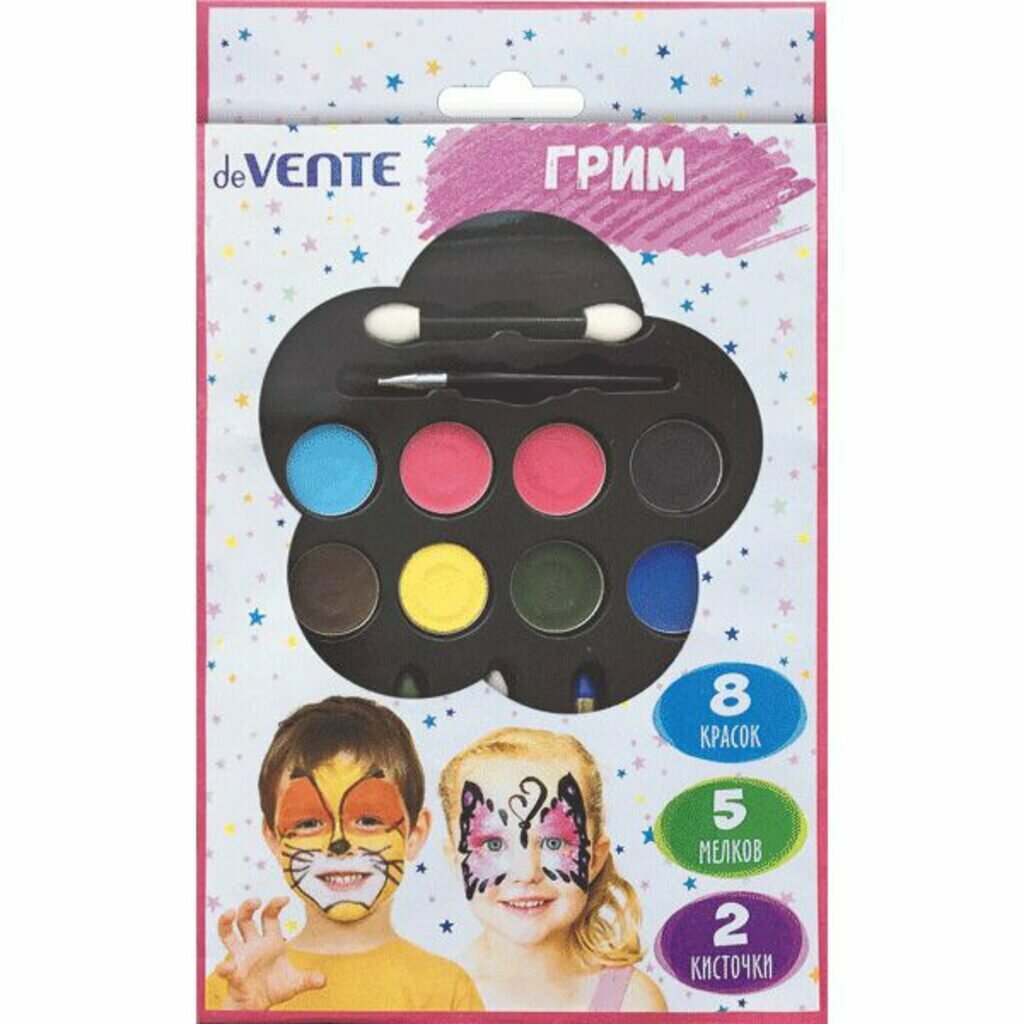 Набор для грима 8цв. краски, 5цв. мелка, 2кисточки