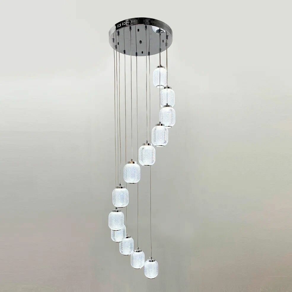 Подвесная светодиодная люстра в цвете хром, регулируемая высота, дизайнерский светильник, LED, 144W