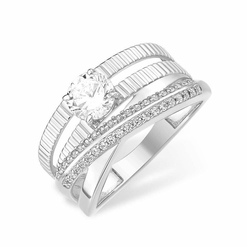 Кольцо, серебро, 925 проба, фианит