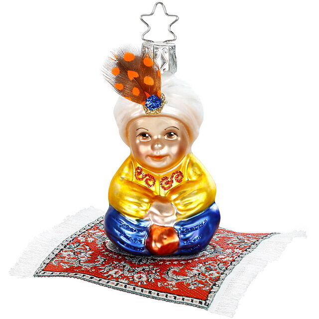 Стеклянная елочная игрушка Алладин 8 см, подвеска, Inge Glas (Инге Глас), 10050S018