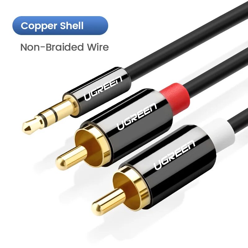 UGREEN Нейлоновый аудиокабель RCA 2RCA - 3,5 мм Copper PVC Cable, 2 м