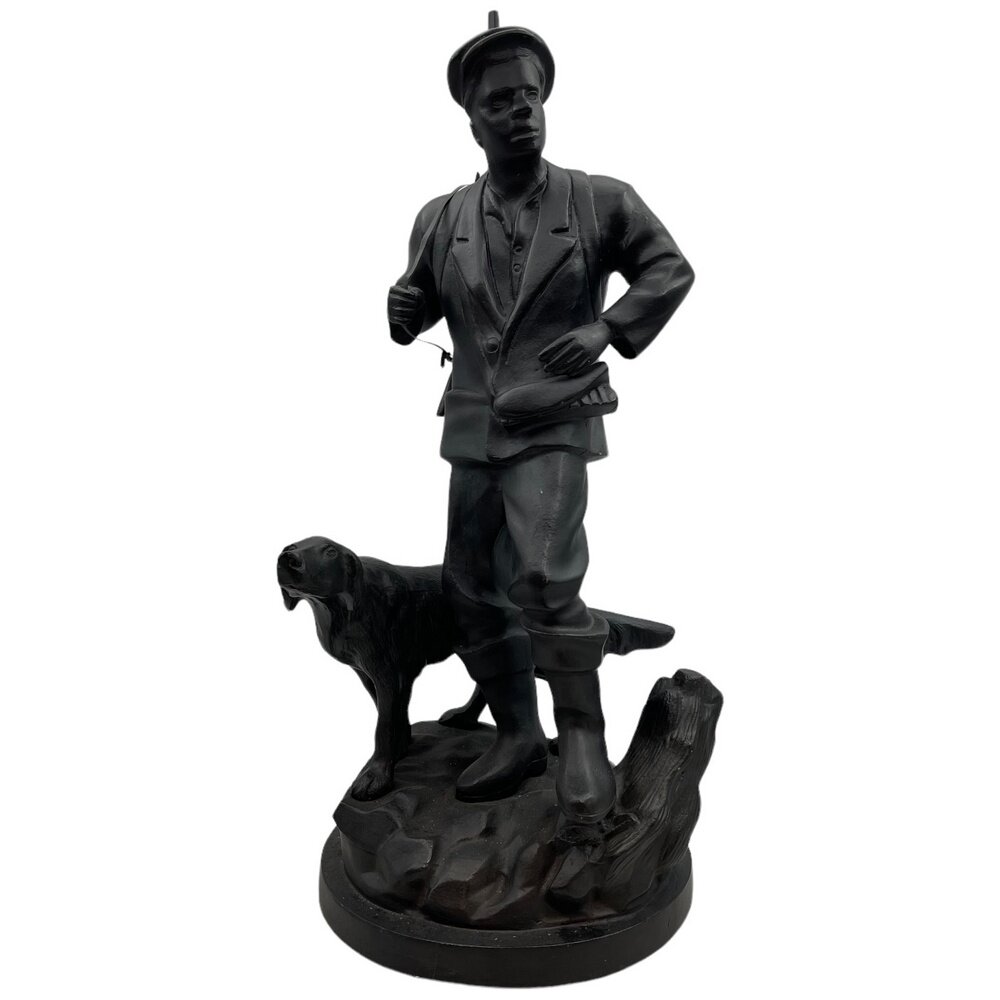 Чугунная статуэтка "Охотник с собакой б/р" 1981 г. Касли, частная работа, СССР
