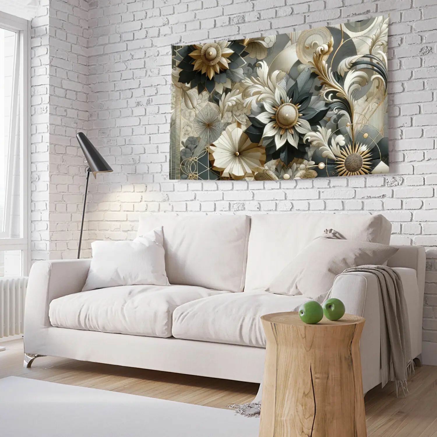 Горизонтальное фотопанно на стену JoyArty "Цветы в классическом стиле", из ткани, 100х150 см