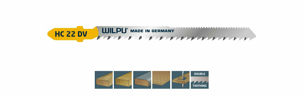 Пилка для лобзика WILPU HC 22 DV Арт.0217600005 Тип - T для ламината, паркета, ДСП уп. 5 шт