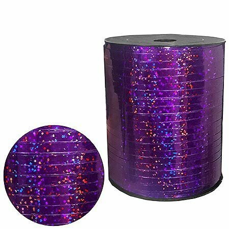 Лента для воздушных шаров KWELT "Фуксия", голографическая, 5мм х 500 м