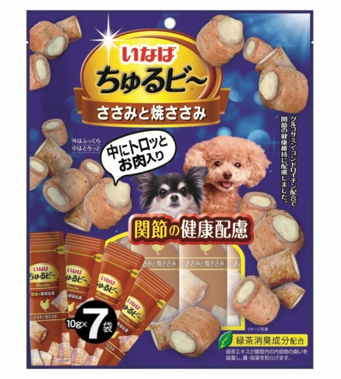 INABA / Инаба корм для собак мелких, средних и крупных пород лакомство Churu Bee запеченные трубочки Куриное филе для здоровья суставов, 16 упаковок