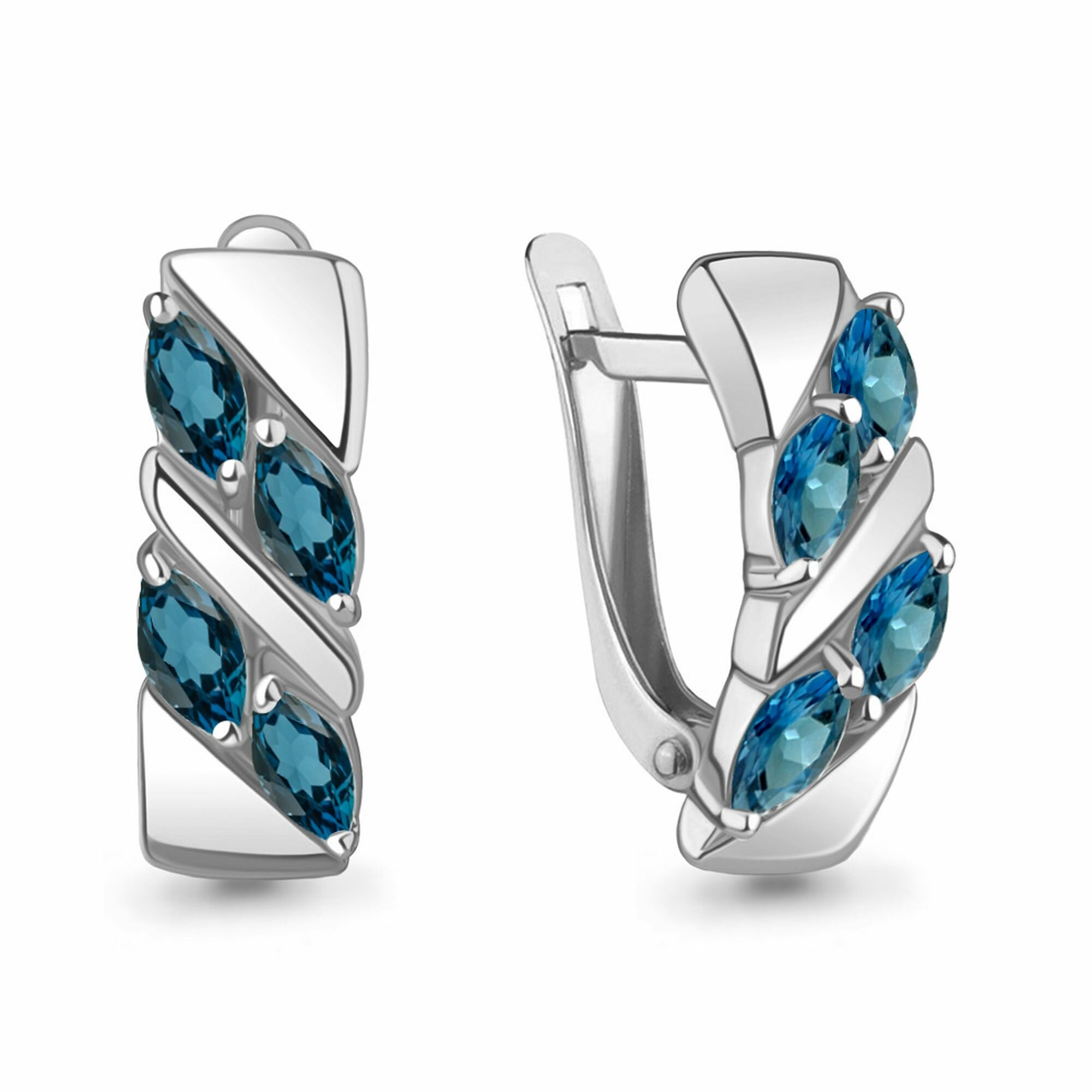 Серьги, серебро, 925 проба, родирование, Лондон топаз