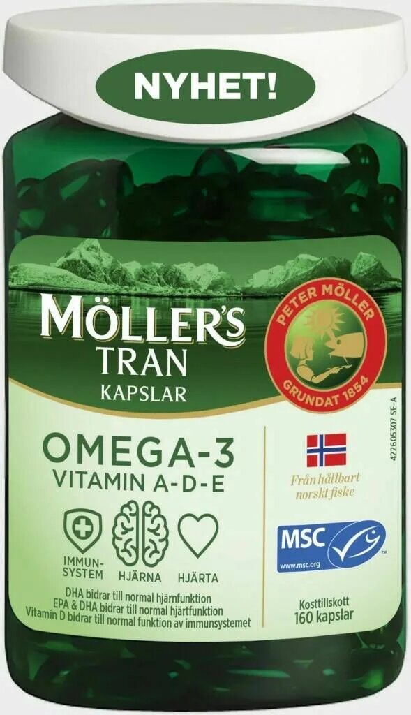 Omega-3 MOLLER TRAN 160 шт. Омега-3 с витаминами A- D- E 160 шт. Новегия.