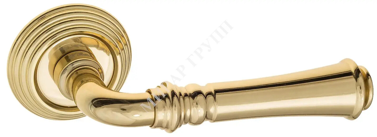 Дверная ручка Fratelli "GRACIA" D8 на круглой розетке полированная латунь