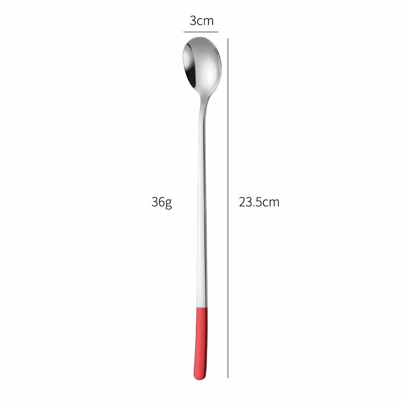 304 ложка из нержавеющей стали корейский стиль длинная ручка ложка для льда Бар Ложка для смешивания высокая цветовая