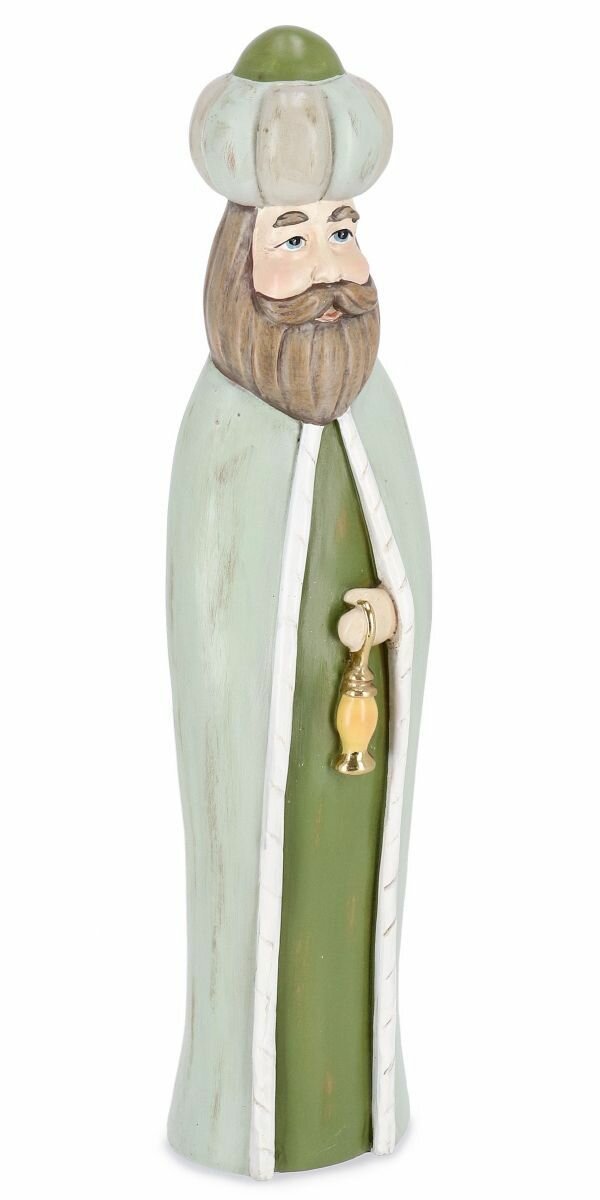 Фигура интерьерная Мудрец Holy, новогодний декор, высота 30.5 см, смола, цвет бежевый, зеленый, Garden Relax, Италия