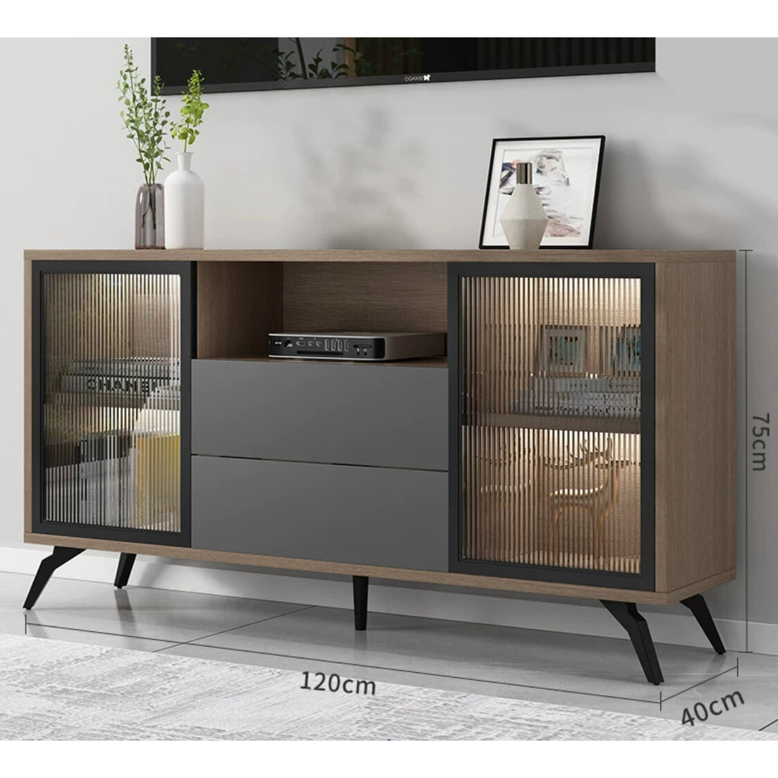 Тумба Vincent под телевизор в минималистичном стиле (120 см / цвет дуба)