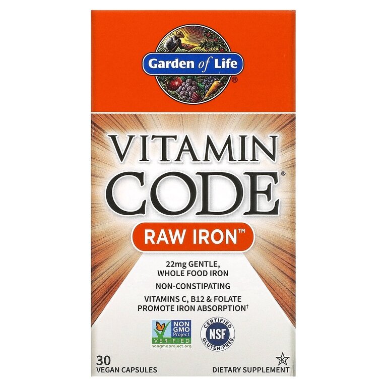 Garden of Life, Vitamin Code, Железо Iron RAW, 30 капсул