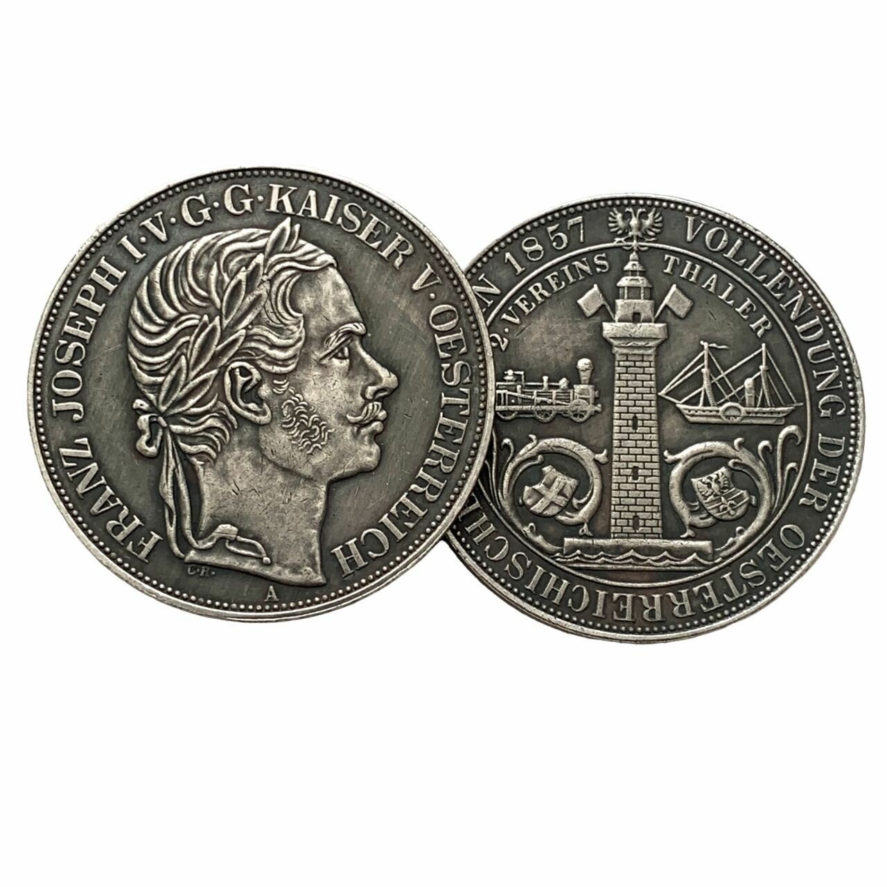 2 талера 1857 года. Австрия. Средневековая Европа. Вес 27 гр , диаметр 41 мм. Коллекционная монета.