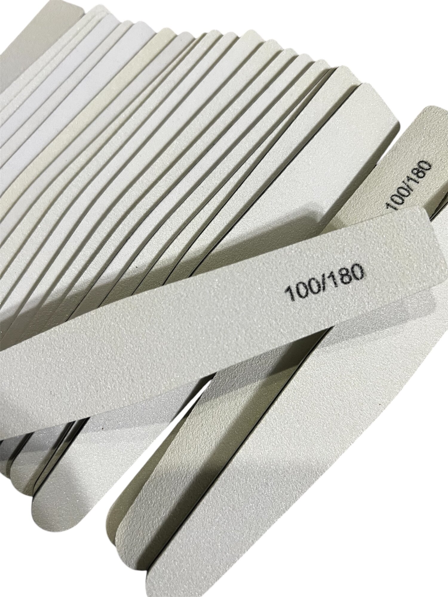 Пилочки для ногтей лодка, для маникюра и педикюра 100/180, белые, 25шт