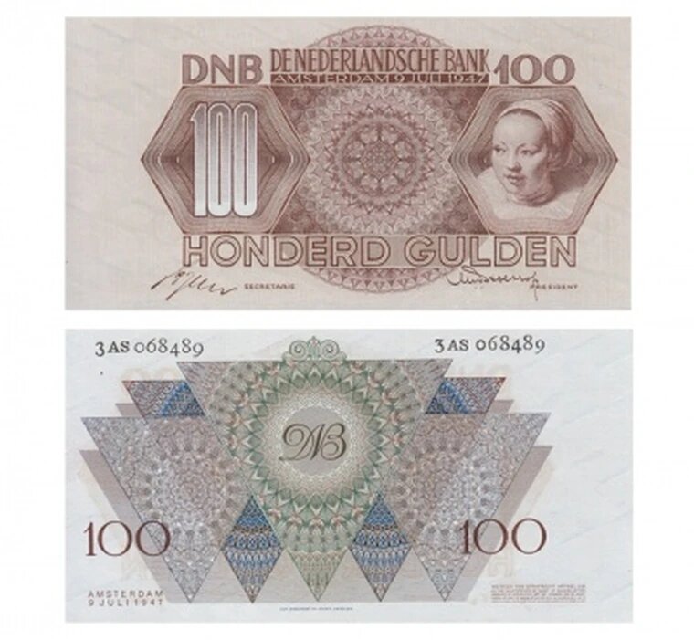 100 гульденов 1947 Нидерланды, Амстердам, сувенирная копия, банкноты и купюры редкие коллекционные