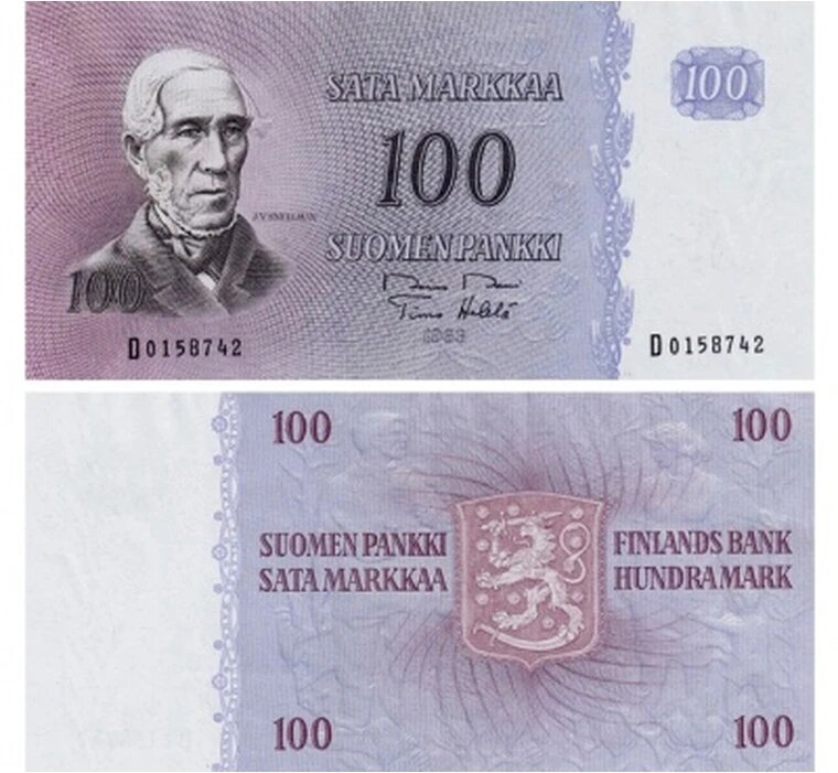 100 марок 1963, Финляндия, сувенирная копия, банкноты и купюры редкие коллекционные