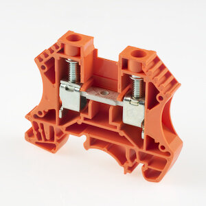 DK6OR Клемма проходная винтовая, 41А, 0.5-6.0 мм2, 600B, цвет оранжевый, Dinkle.