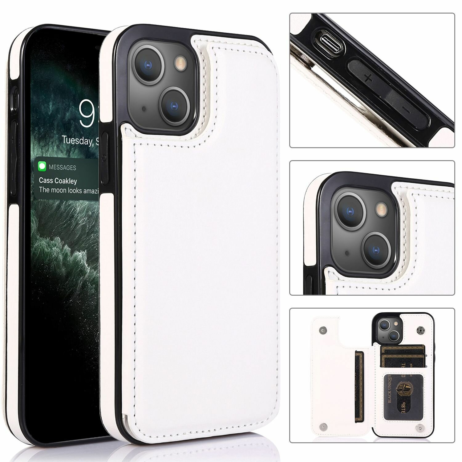 Кожаный чехол для iPhone 13 с отделением для карты/ Чехол-кошелек для iPhone 13/ Кожа высокого качества