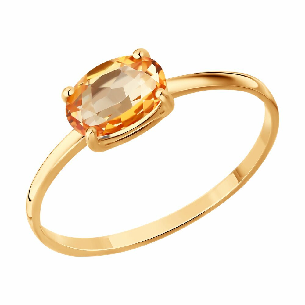 Кольцо, красное золото, 585 проба, топаз