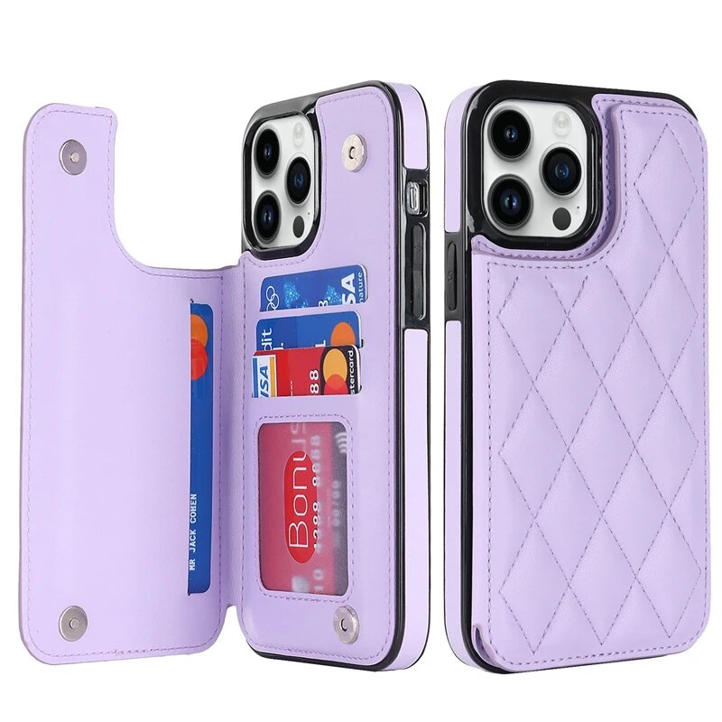 Чехол-кошелек С RFID-защитой И Магнитной Застежкой Для iPhone 15 Pro Max Purple, iPhone 14 Pro Max