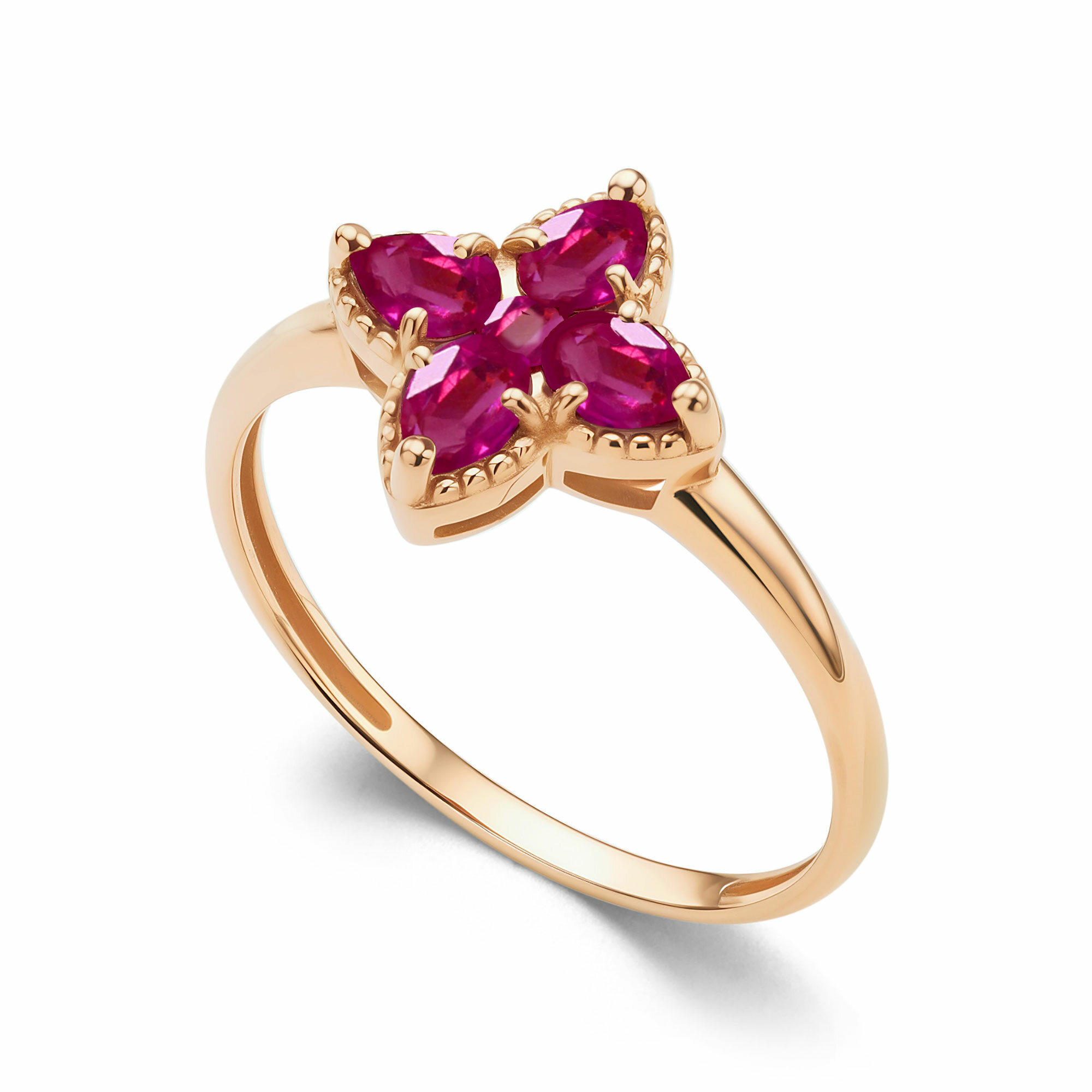 Кольцо, красное золото, 585 проба, рубин