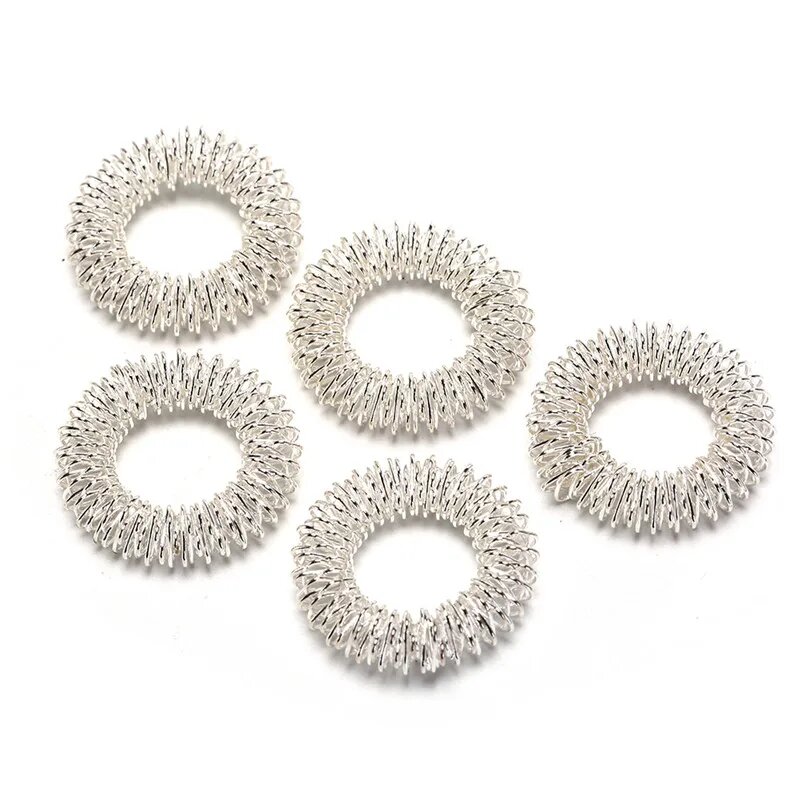 Набор массажных колец для пальцев, Silver, 5 шт.