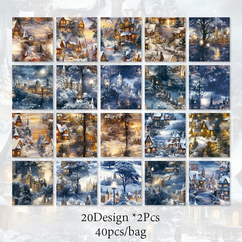 Бумага для скрапбукинга Mr.paper, набор 40 листов фэнтезийная пейзажная тема, бумага для декора фотоальбомов и хендмейда, материалы для творчества и оформления стен