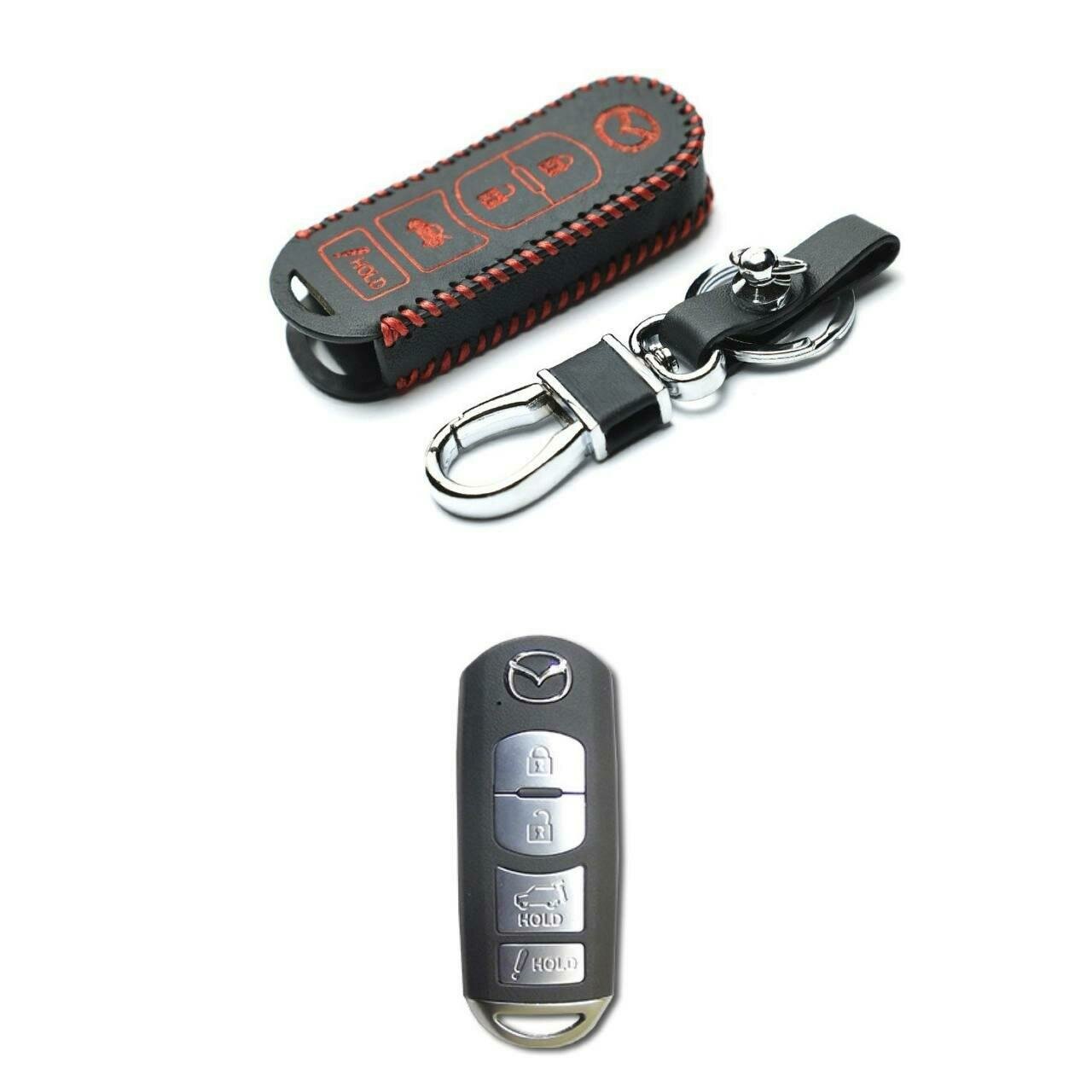 Чехол BGT для автомобильного ключа Mazda (Мазда), экокожа, влагозащитный, ударопрочный, красный