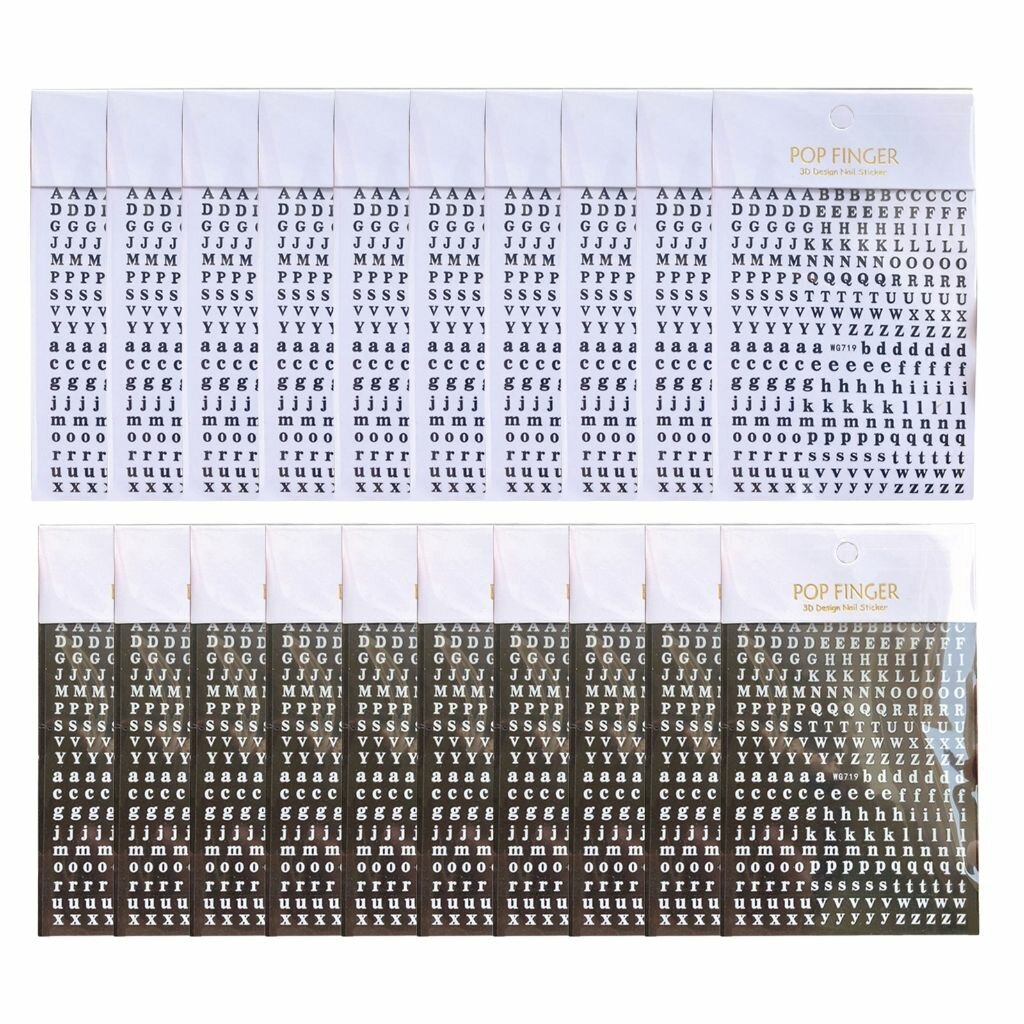 20 шт. Наклейки с английскими буквами для маникюра