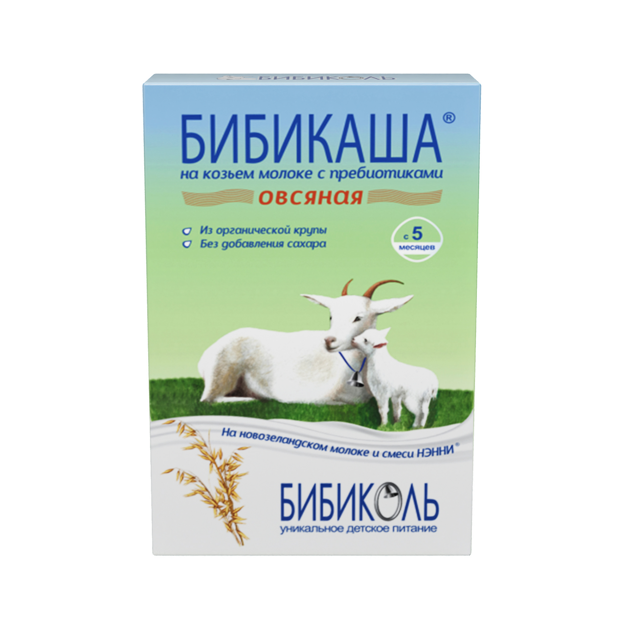 Каша овсяная бибикаша молочная, на козьем молоке с пребиотикамие, с 5 месяцев, 200г