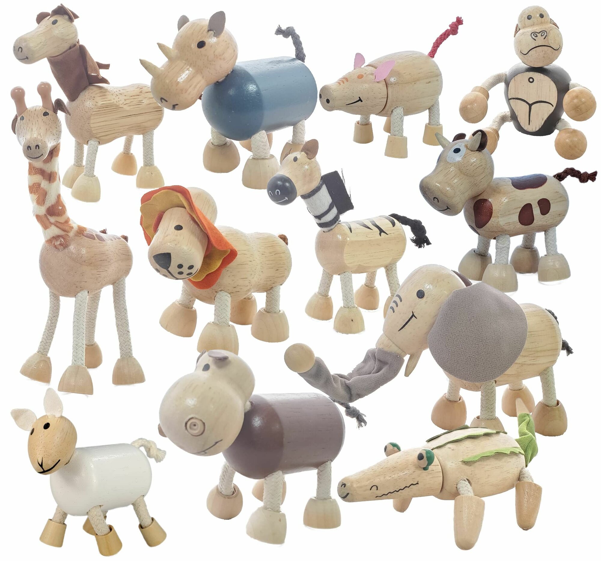 LingLink Bendable Farm Wooden Animal Toys (набор из 12): обучающие деревянные игрушки для детей от монтессори