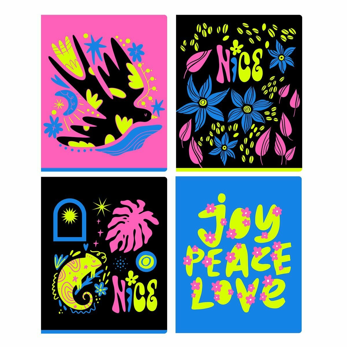 Тетрадь общая 48л, А5 BG "Неоновое лето" (клетка, скрепка, неоновый пантон, 3 цвета) (Т5ск48 12256), 56шт.