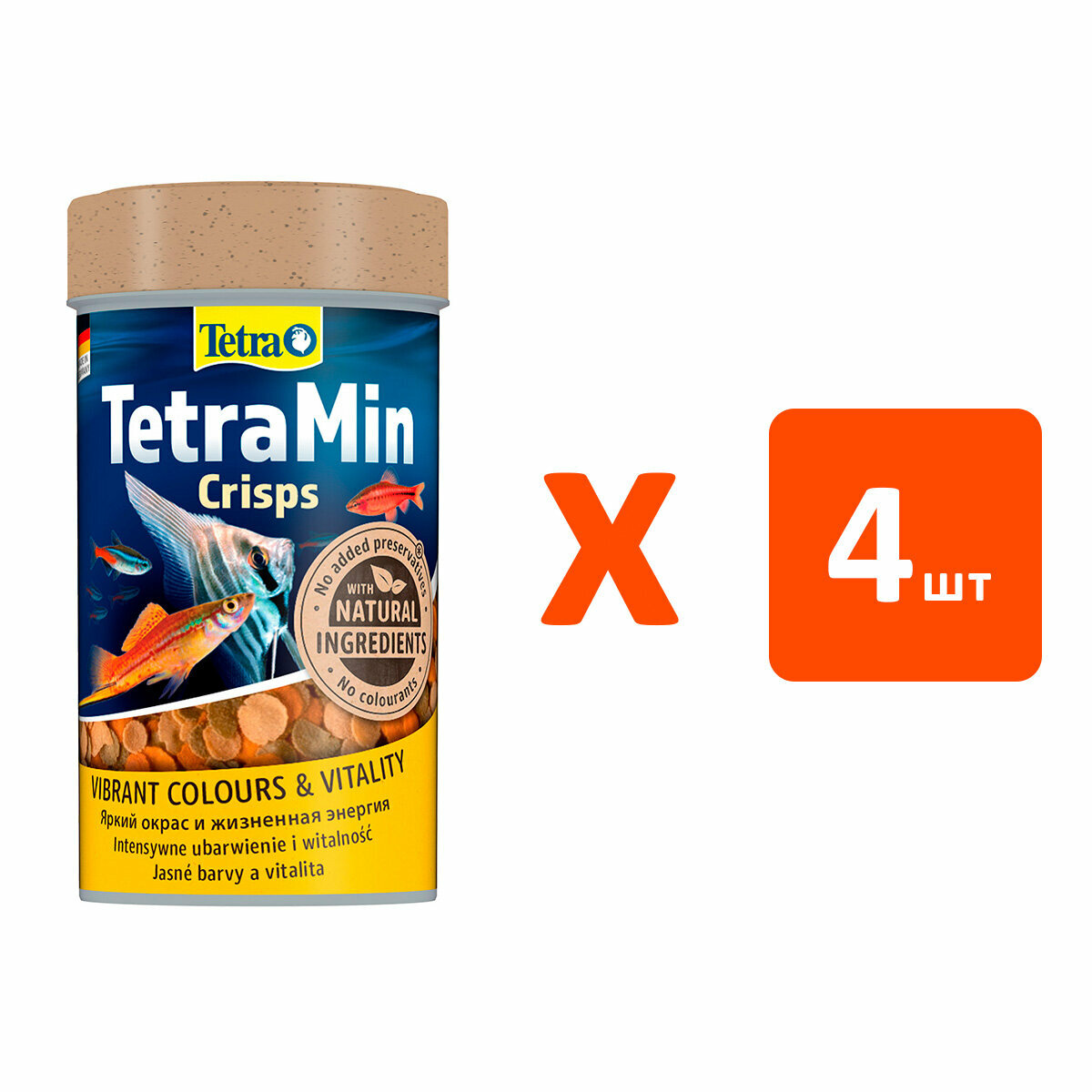 TETRAMIN CRISPS корм чипсы для всех видов рыб (500 мл х 4 шт)
