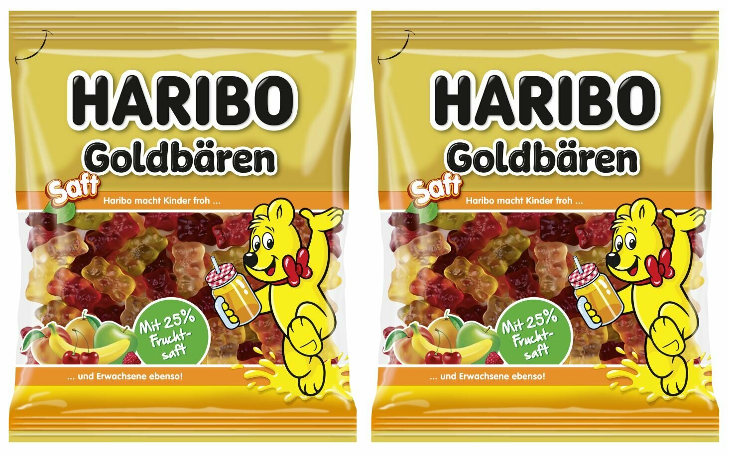 Мармелад жевательный Haribo Goldbaren Saft / Харибо Золотые Мишки с соком, 2 шт. по 160 гр. (Германия)
