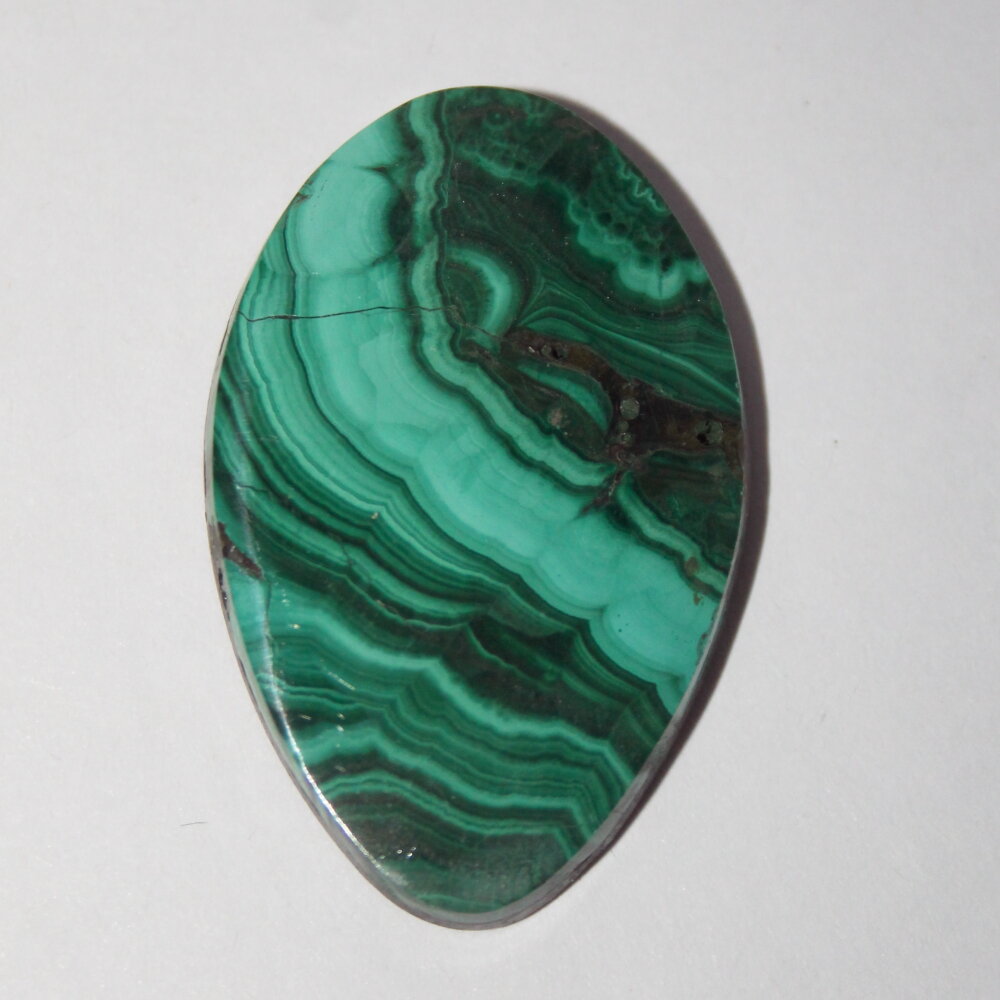 Малахит кабошон, натуральный камень, 37х24х3 мм, Африка, "True Stones"