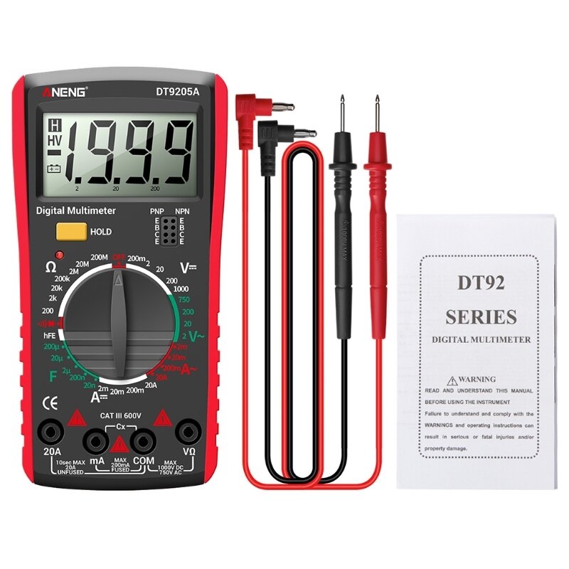 Цифровой мультиметр DT9205A-красный