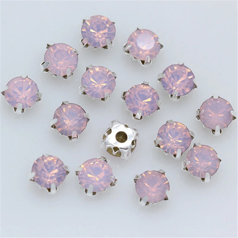 Стеклянные кристаллы 3-10 мм, серебряная основа с когтями, AB, прозрачные Сиреневый, 4mm 100pcs, 31