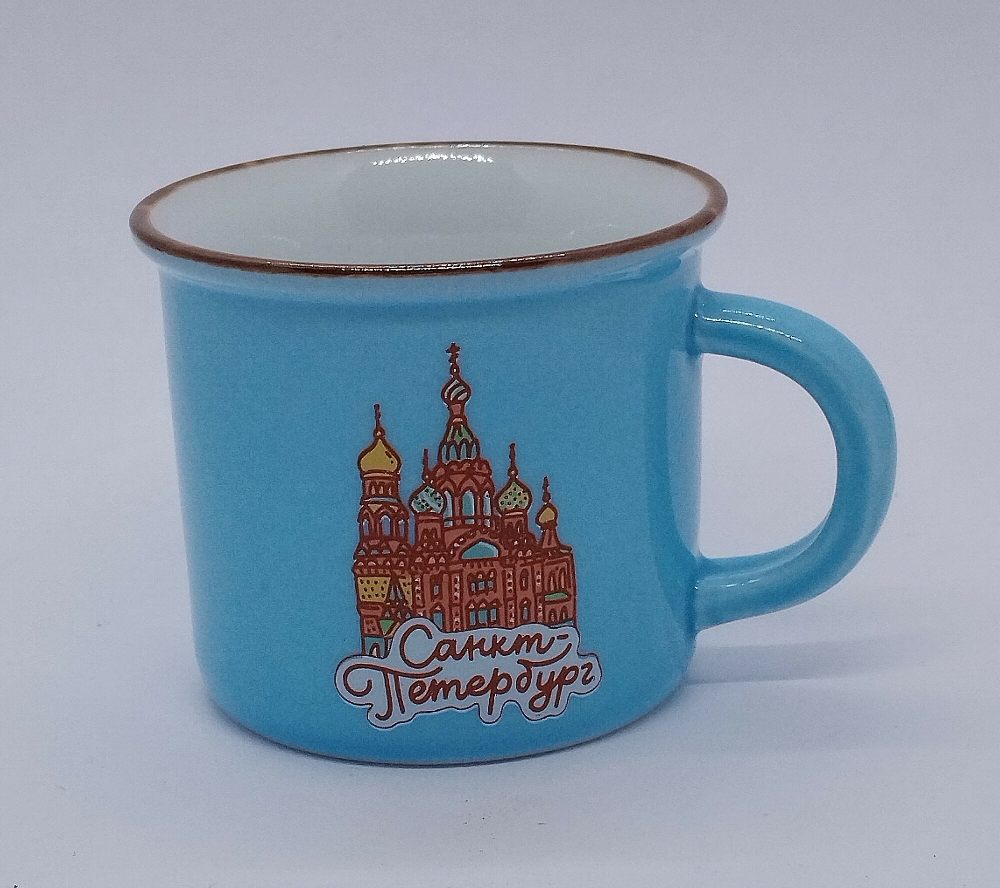 Кружка для кофе, 75 мл "Санкт-Петербург, Спас-на-Крови, голубая"