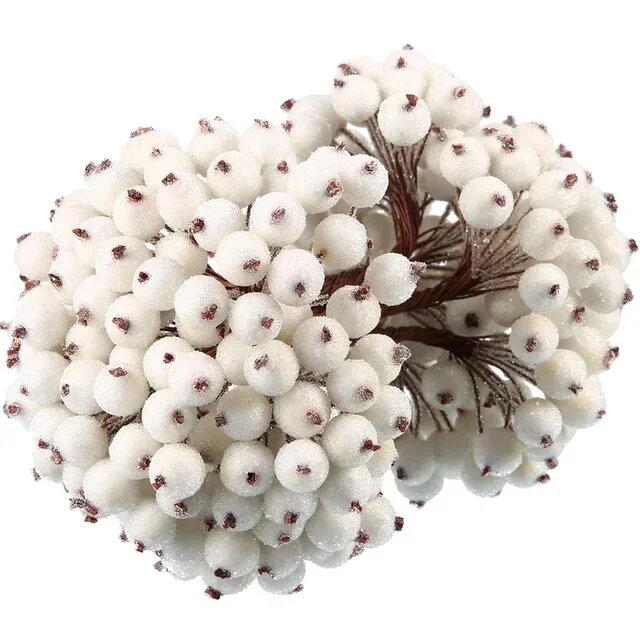 Искусственные ягоды Рождественский Холли Белый, 20pcs(1 bunch), White