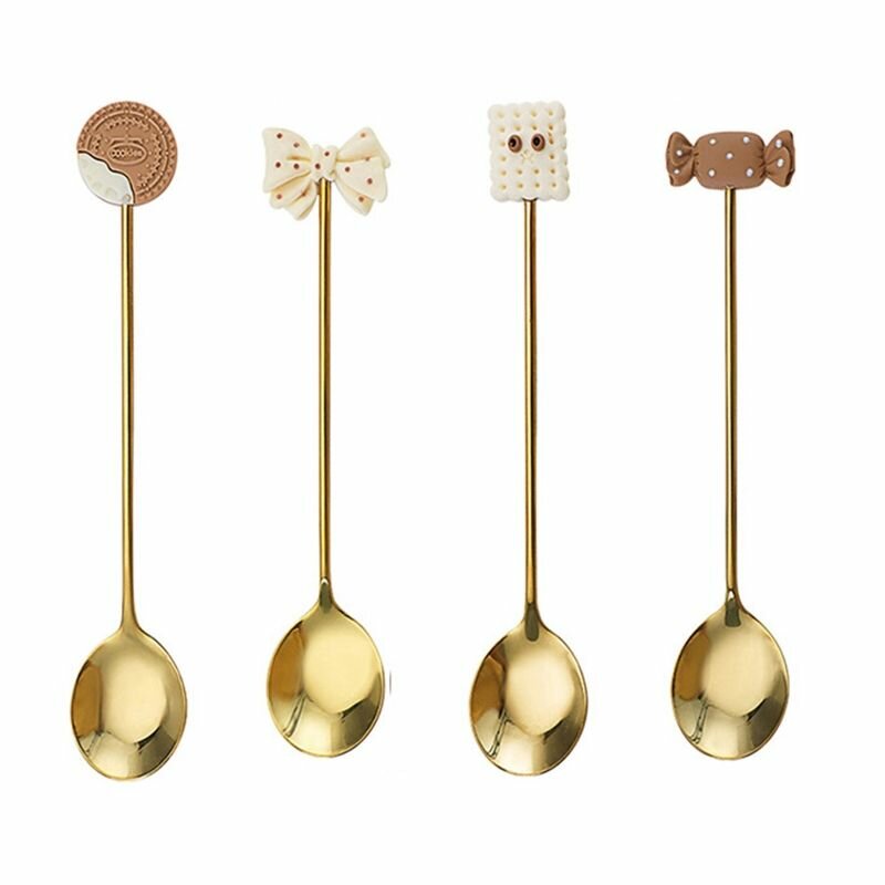 Десертная ложка из нержавеющей стали 304-четыре титановые ложки