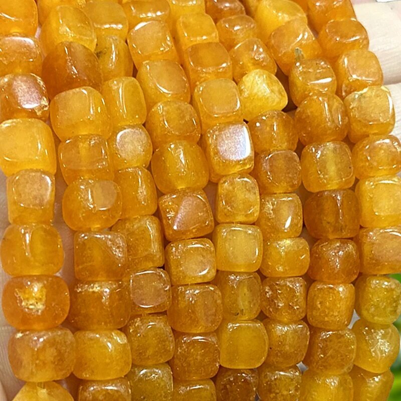 Натуральные бусины из халцедона LUOMAN XIARI оранжевые 8x8 мм 7-8mm 23-26pcs