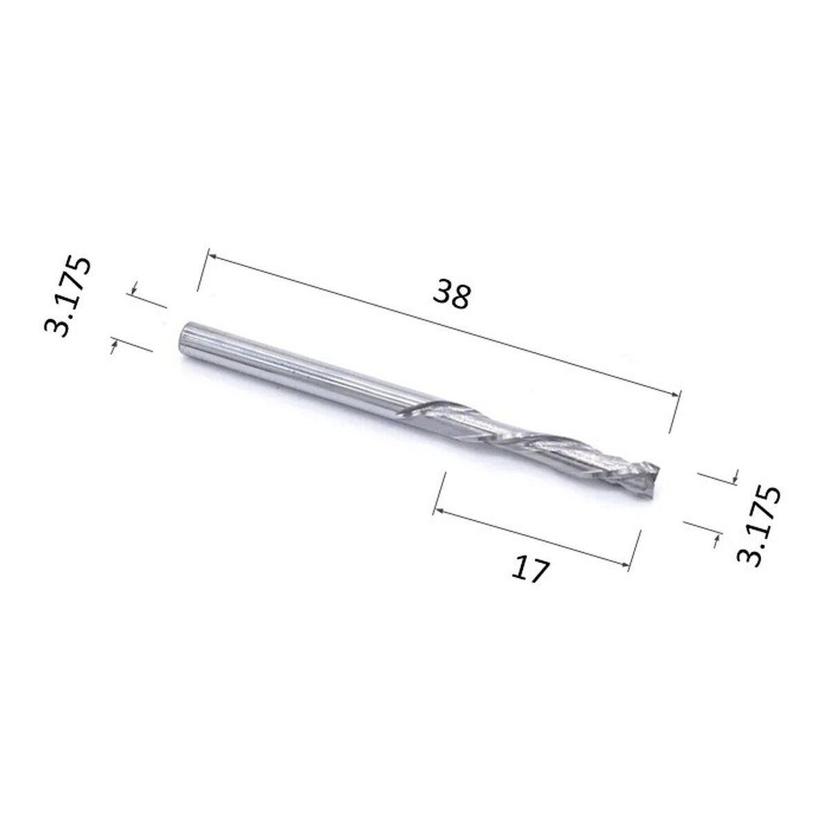 Фреза DJTOL A2FLX3.17 компрессионная спиральная двухзаходная (по дереву, композиту (АКП), пластику)