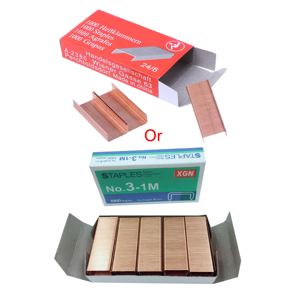 1 коробка из 1000 штук, № 12 24/6 скрепок из розового золота