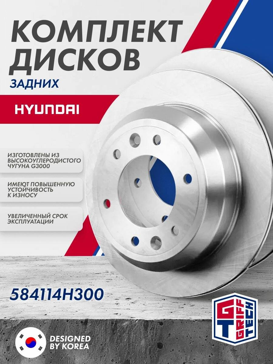 Комплект тормозных дисков задних GRIFF TECH Hyundai H-1 ; Travel ; Starex ; 584114H300