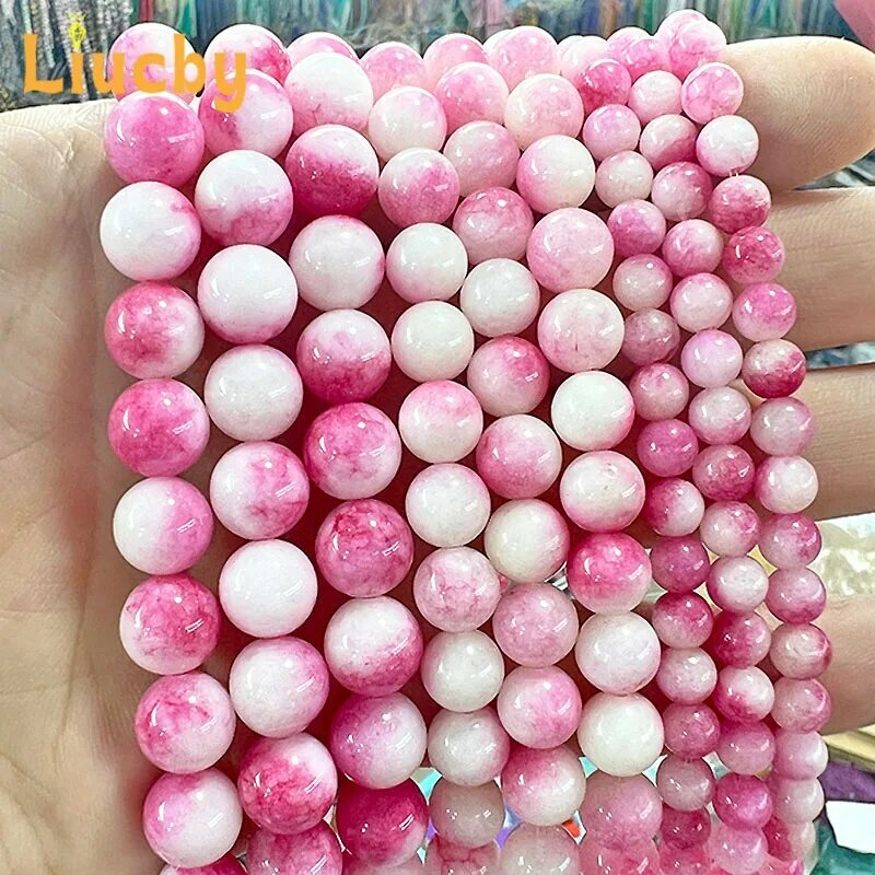 Розовый персик халцедон бусины 6/8/10/12 мм 15 дюймов 10mm-about 36pcs