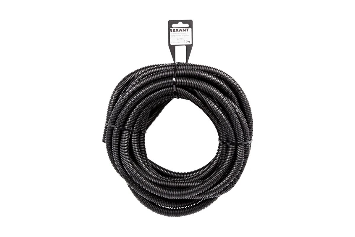 REXANT ПП гофрированная автомобильная труба d12,7 мм, разрезная, бухта 10 м применение